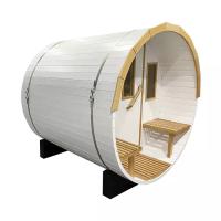 China White Garden Outdoor 4 Person Wood Barrel Sauna New Design for sale