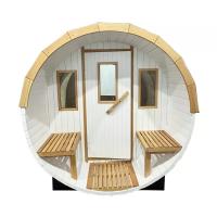 China White Garden Outdoor 4 Person Wood Barrel Sauna New Design for sale