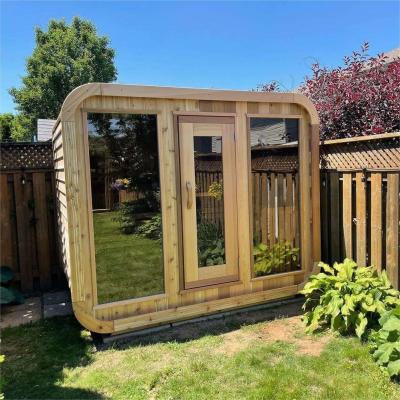 China Hemlock / Red Cedar Cube Outdoor Dry Sauna 6 Person Size for sale