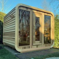 China Hemlock / Red Cedar Cube Outdoor Dry Sauna 6 Person Size for sale