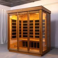 China 4 Person Indoor Solid Wood Carbon Far Infrared Sauna Room With Glass Door for sale