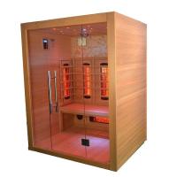China 3 Person Indoor Full Spectrum Wooden Home Dry Sauna Room In Hemlock for sale