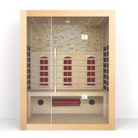 China 3 Person Indoor Full Spectrum Wooden Home Dry Sauna Room In Hemlock for sale