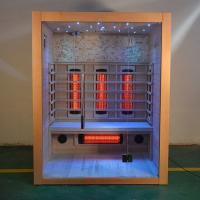 China 3 Person Indoor Full Spectrum Wooden Home Dry Sauna Room In Hemlock for sale