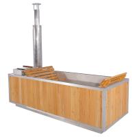 China Outdoor Wood Burning Hot Tub Square Steam Sauna Room For Spa for sale