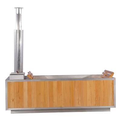 China Outdoor Wood Burning Hot Tub Square Steam Sauna Room For Spa for sale