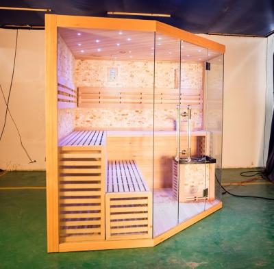 China Electric Stove Heater Wooden Steam Sauna Luxury Indoor Corner Design for sale