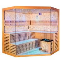 China Electric Stove Heater Wooden Steam Sauna Luxury Indoor Corner Design for sale