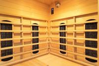 China Canadian Hemlock Living Room Corner Infrared Sauna Room 3 ~ 4 Person Use for sale