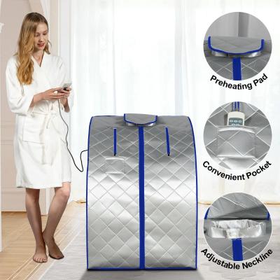China Portable Far Infrared Sauna With Heating Foot Pad And Foldable Reinforced Chair for sale