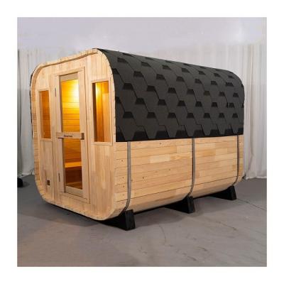 China Morden Large Space Cube Two Room Traditional Steam Outdoor Sauna With Stove for sale