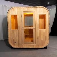 China Morden Large Space Cube Two Room Traditional Steam Outdoor Sauna With Stove for sale