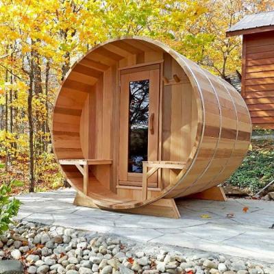 China Canadian Red Cedar Wood Traditional Steam Barrel Outdoor Sauna Support OEM ODM for sale