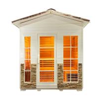 China Outdoor Gorgeous Hemlock Cedar Wood 5 - 6 Persons Steam Sauna With Roof for sale