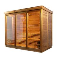 China 6 People Red Cedar Wood Traditional Stove Heater Outdoor Dry Sauna Unique Design for sale
