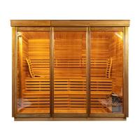 China 6 People Red Cedar Wood Traditional Stove Heater Outdoor Dry Sauna Unique Design for sale