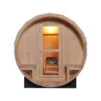 China Large Solid Wood Traditional Steam Outdoor Barrel Sauna With 6KW Stove for sale