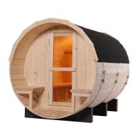 China Large Solid Wood Traditional Steam Outdoor Barrel Sauna With 6KW Stove for sale