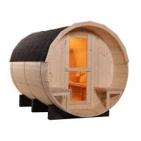 China Large Solid Wood Traditional Steam Outdoor Barrel Sauna With 6KW Stove for sale