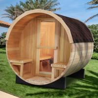 China Large Solid Wood Traditional Steam Outdoor Barrel Sauna With 6KW Stove for sale