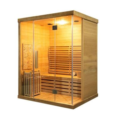 China Luxurious Solid Wood Hemlock 3 Person Traditional Home Sauna Room 3000W for sale