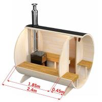 China Traditional Steam Wooden Outdoor Barrel Sauna Room With Wood Fired Stove for sale