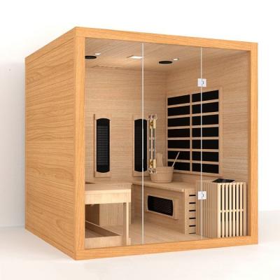 China Canadian Hemlock Indoor Wooden Hybrid Infrared Steam Sauna 2 - 3 Person for sale