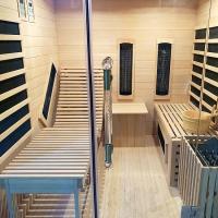 China Canadian Hemlock Indoor Wooden Hybrid Infrared Steam Sauna 2 - 3 Person for sale