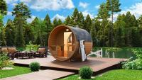 China Smartmak Solid Wood Hemlock Red Cedar Outdoor Barrel Sauna With Glass Window for sale
