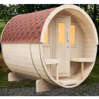 China Smartmak 4 - 6 Persons Outdoor Basic Wood Barrel Sauna With Electric Sauna Stove for sale