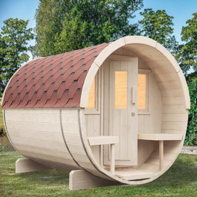 China Smartmak 4 - 6 Persons Outdoor Basic Wood Barrel Sauna With Electric Sauna Stove for sale
