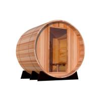 China Canadian Red Cedar Wood Barrel Sauna With 8mm Tempered Glass Door 180x240cm for sale