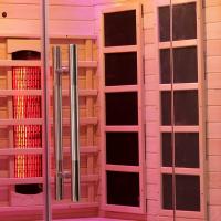 China 1750W Red Cedar 2 Person LED Light Infrared Sauna With Wood Color for sale