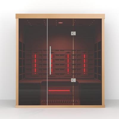 China Standard Configuration Wood Color Far Infrared Sauna With Full Spectrum for sale