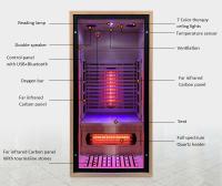 China Wood Color Digital Infrared Sauna With Transparent Tempered Glass for sale