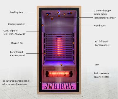 China Wood Color Digital Infrared Sauna With Transparent Tempered Glass for sale