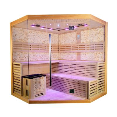 China 5 - 8 Person Size Luxury Hemlock Traditional Steam Sauna Room With 6kw Stove Heater for sale