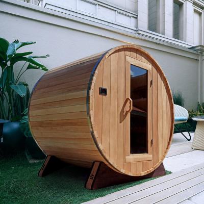 China Canadian Pine Wood Outdoor Barrel Traditional Steam Sauna Room 6000W for sale