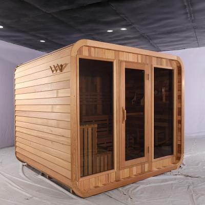 China Pure Canadian Red Cedar Wooden Cube Sauna Outdoor Dry Sauna Room for sale