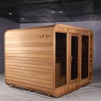 China Pure Canadian Red Cedar Wooden Cube Sauna Outdoor Dry Sauna Room for sale