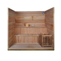 China Wood Door Handle Traditional Steam Sauna Room For 4 People Indoor for sale