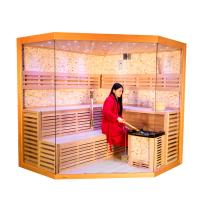 China 1750W Hemlock Cedar Home Sauna Room With 8mm Tempered Glass Computer Control Panel Safety System. for sale
