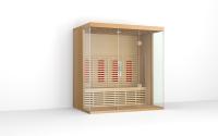 China 4 Persons Square Indoor Far Infrared Sauna Room Red Cedar Material for sale