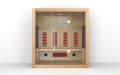 China Solid Wood 4 Person Infrared Sauna Room Doorfull Infrared Dry Wooden Sauna for sale