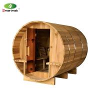 China Solid Wood Red Cedar Sauna Dry Wet Steam Outdoor Barrel Sauna Room for sale