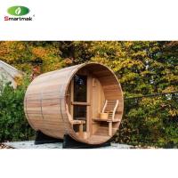 China Solid Wood Red Cedar Sauna Dry Wet Steam Outdoor Barrel Sauna Room for sale