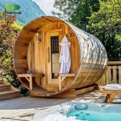 China Outdoor Steam Cedar Wood Barrel Sauna Used In Garden Courtyard Forest for sale