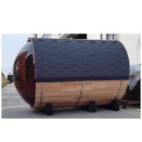 China Red Cedar Hemlock Wood Garden Outdoor Barrel Sauna With Panoramic Window for sale