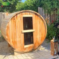 China Dry Steam Spa Wood Fired Outdoor Waterproof Barrel Sauna Room Garden Use for sale