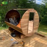 China Outdoor Wood Barrel Sauna Room Solid Wooden Sauna For Garden Use for sale